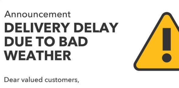 Delivery delay due to bad weather. Announcements from POS, CityLink ...
