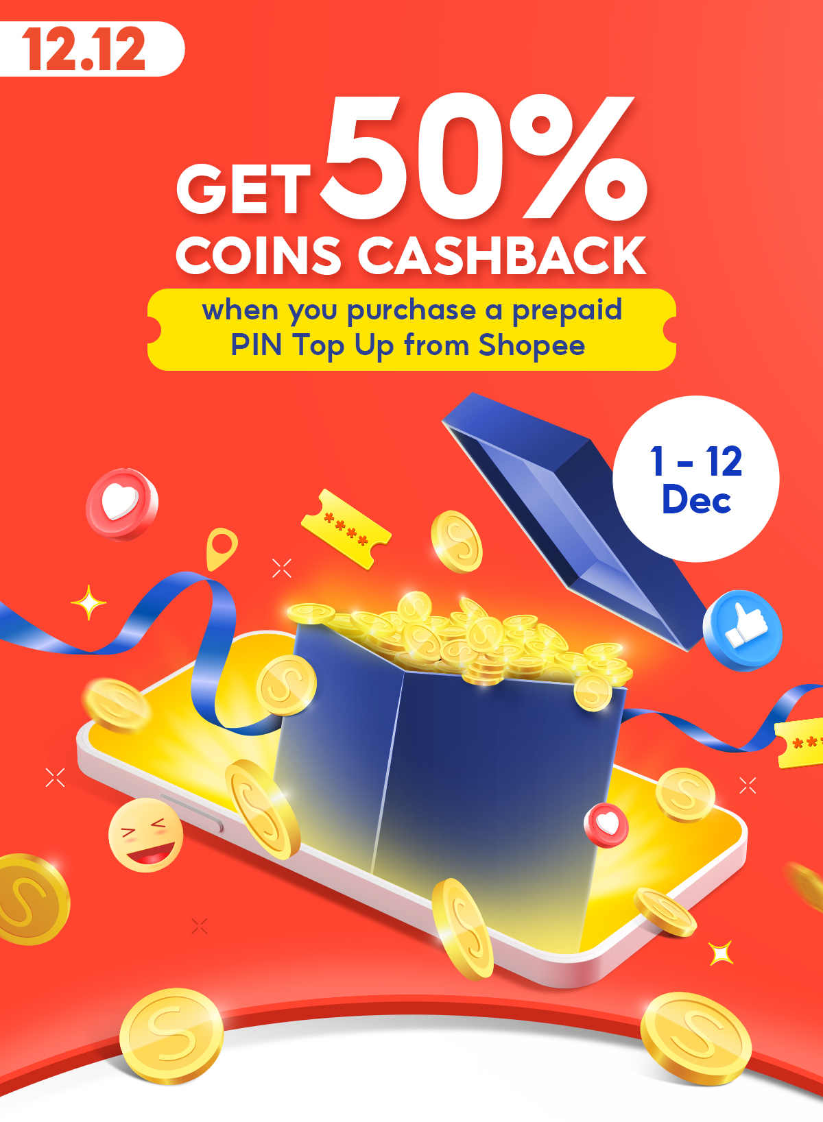 Buy Prepaid Pin Top Up at Shopee and get 50% Coins Cashback instantly ...
