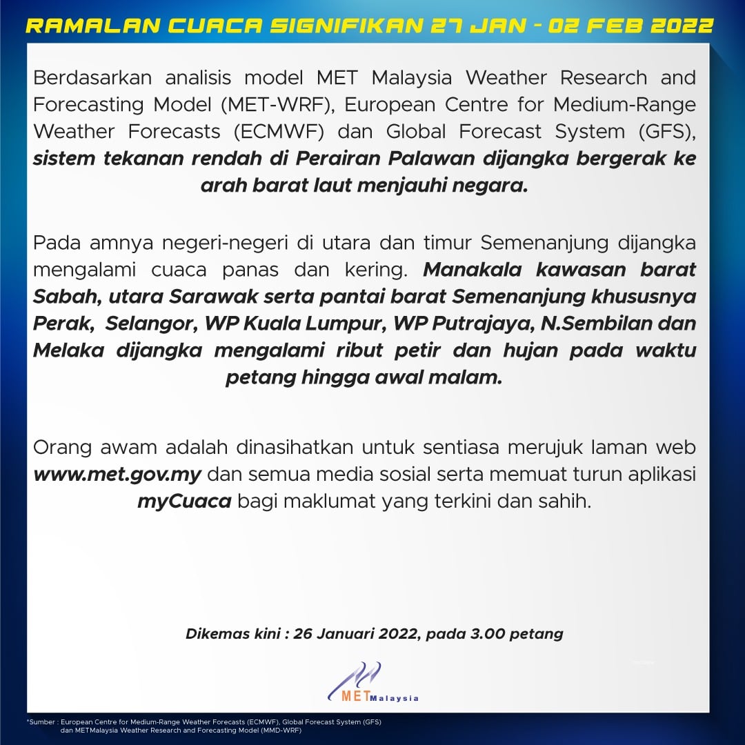 Meteorological Department releases weather forecast for the coming week ...