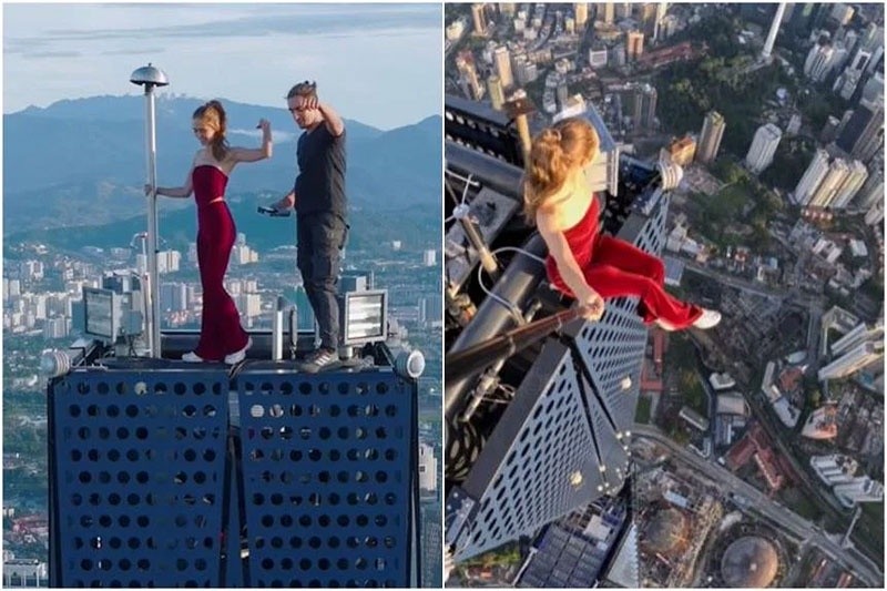 Network celebrity climbing Merdeka 118 skyscraper process all exposed ...