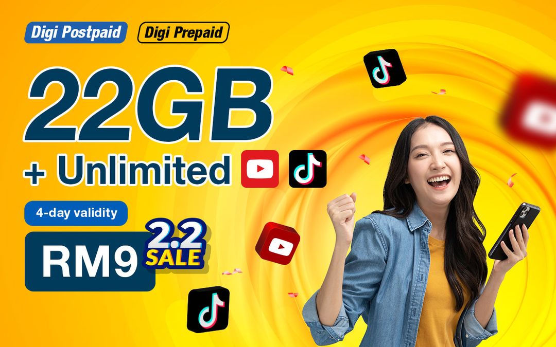 Digi limited-time offer, 22GB+Unlimited YouTube/TikTok - Leh Leo Radio News